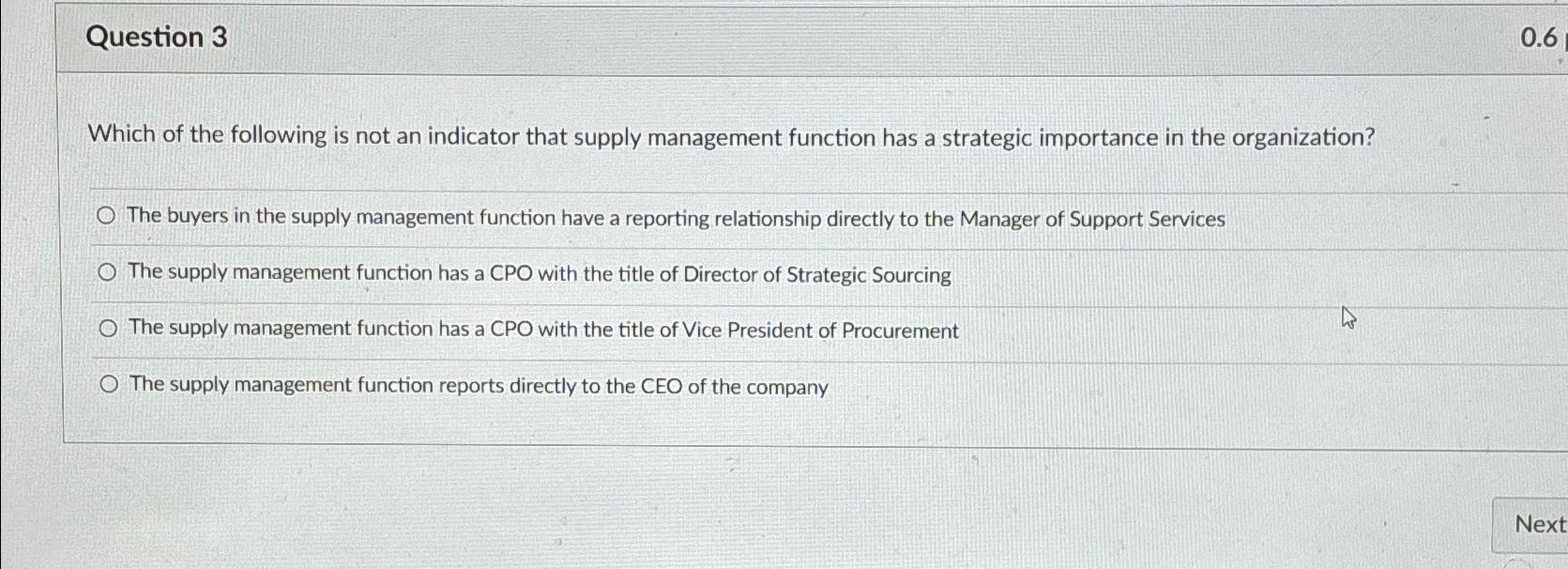Solved Question 3Which of the following is not an indicator | Chegg.com