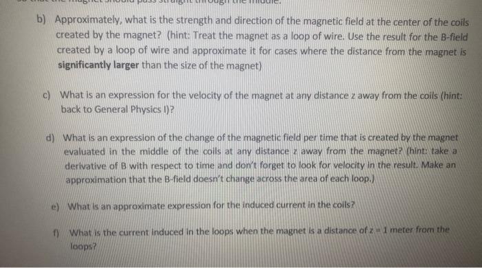 Written Problem: Induction from a falling magnet We | Chegg.com