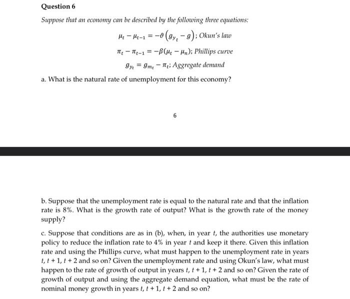 Suppose that an economy can be described by the | Chegg.com