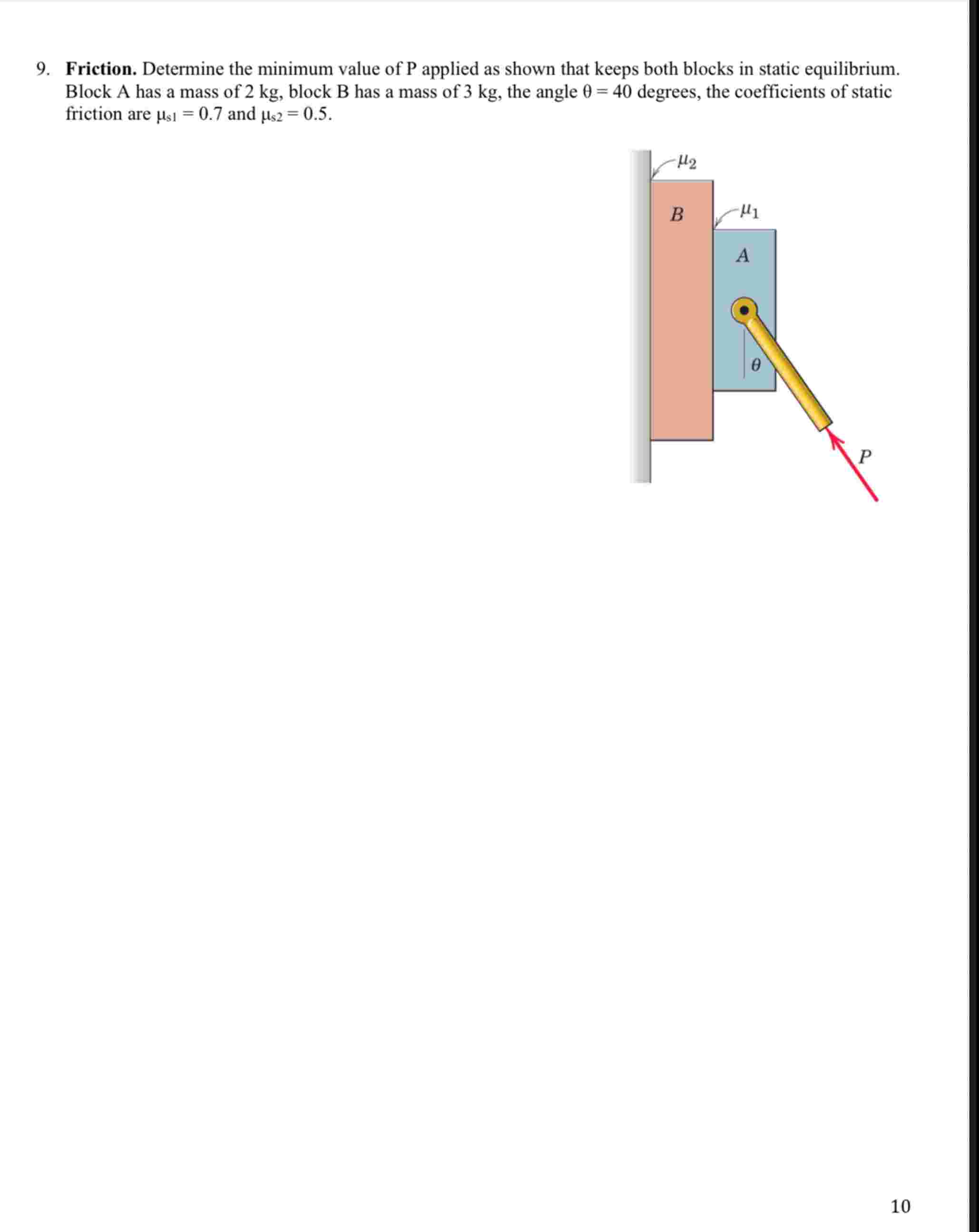 Solved Friction. Determine the minimum value of P applied as | Chegg.com
