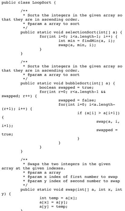 Solved /** * Returns the index of the smallest integer in | Chegg.com
