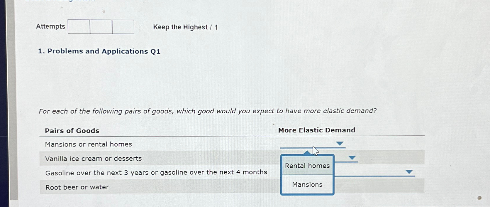 Solved AttemptsKeep the Highest / 1Problems and Applications | Chegg.com