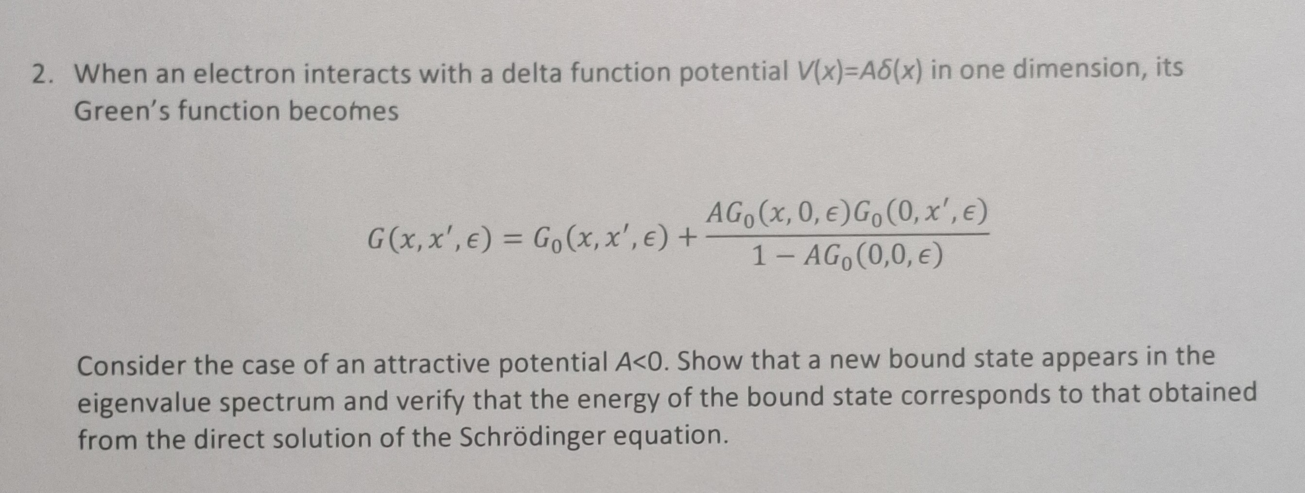 When an electron interacts with a delta function | Chegg.com