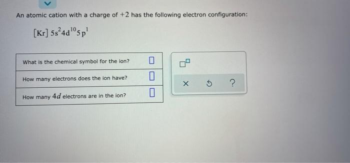 Solved An atomic cation with a charge of +2 has the | Chegg.com