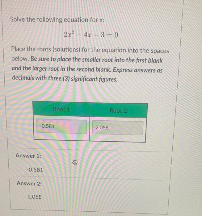 Solved Solve the following equation for x:2224.20-3=0Place | Chegg.com