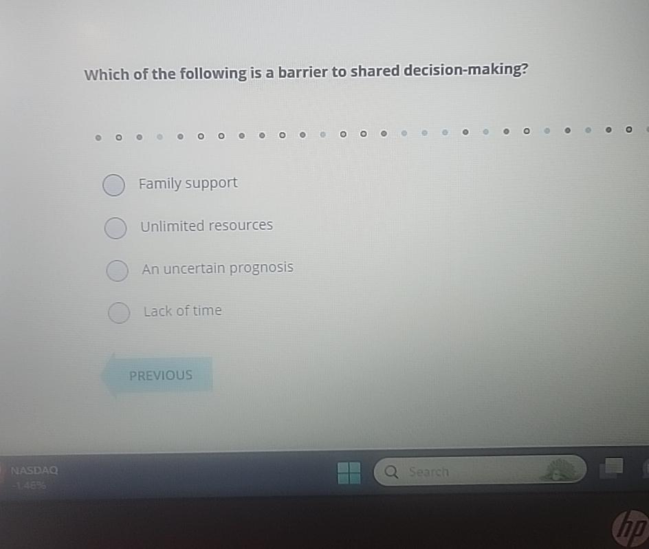 Solved Which of the following is a barrier to shared | Chegg.com