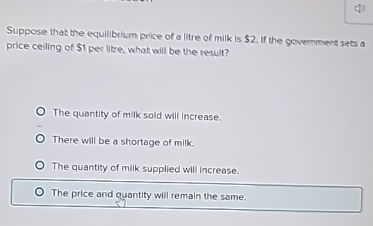Solved Suppose that the equilibrium price of a litre of milk | Chegg.com