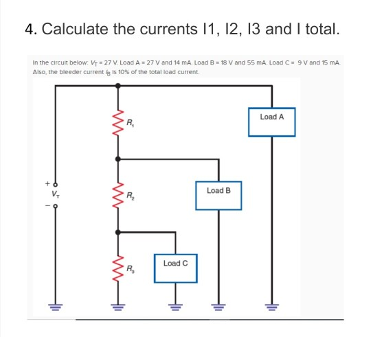 Solved 4. Calculate the currents 11, 12, 13 and I total. In | Chegg.com