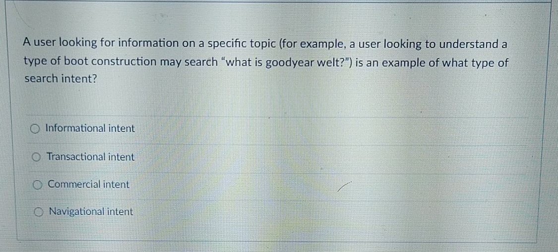 Solved A user looking for information on a specific topic | Chegg.com