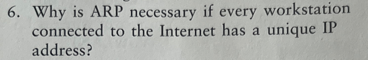 Solved Why is ARP necessary if every workstation connected | Chegg.com
