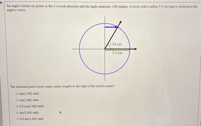 Solved An angle's initial ray points in the 3-o'clock | Chegg.com