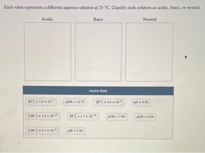 Solved Each value represents a different aqueous solution at | Chegg.com