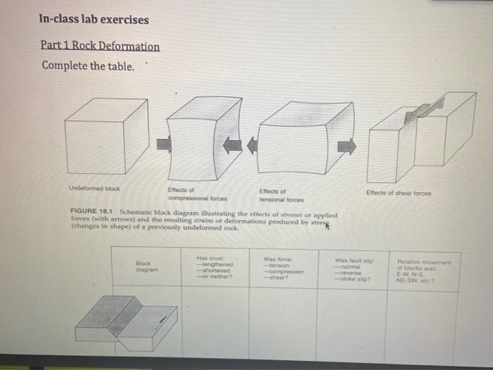 Solved In-class lab exercises Part 1 Rock Deformation | Chegg.com