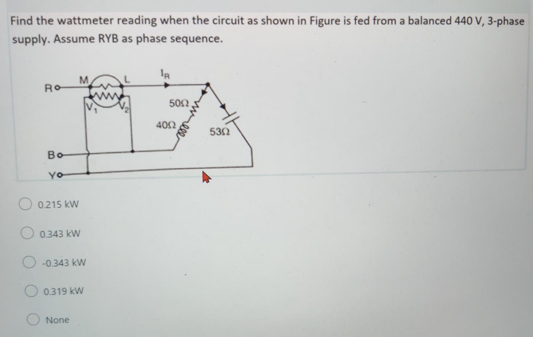 Solved Find the wattmeter reading when the circuit as shown | Chegg.com
