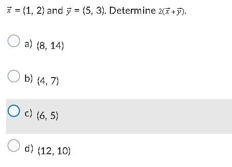 Solved vec(x)=(1,2) ﻿and vec(y)=(5,3). ﻿Determine | Chegg.com