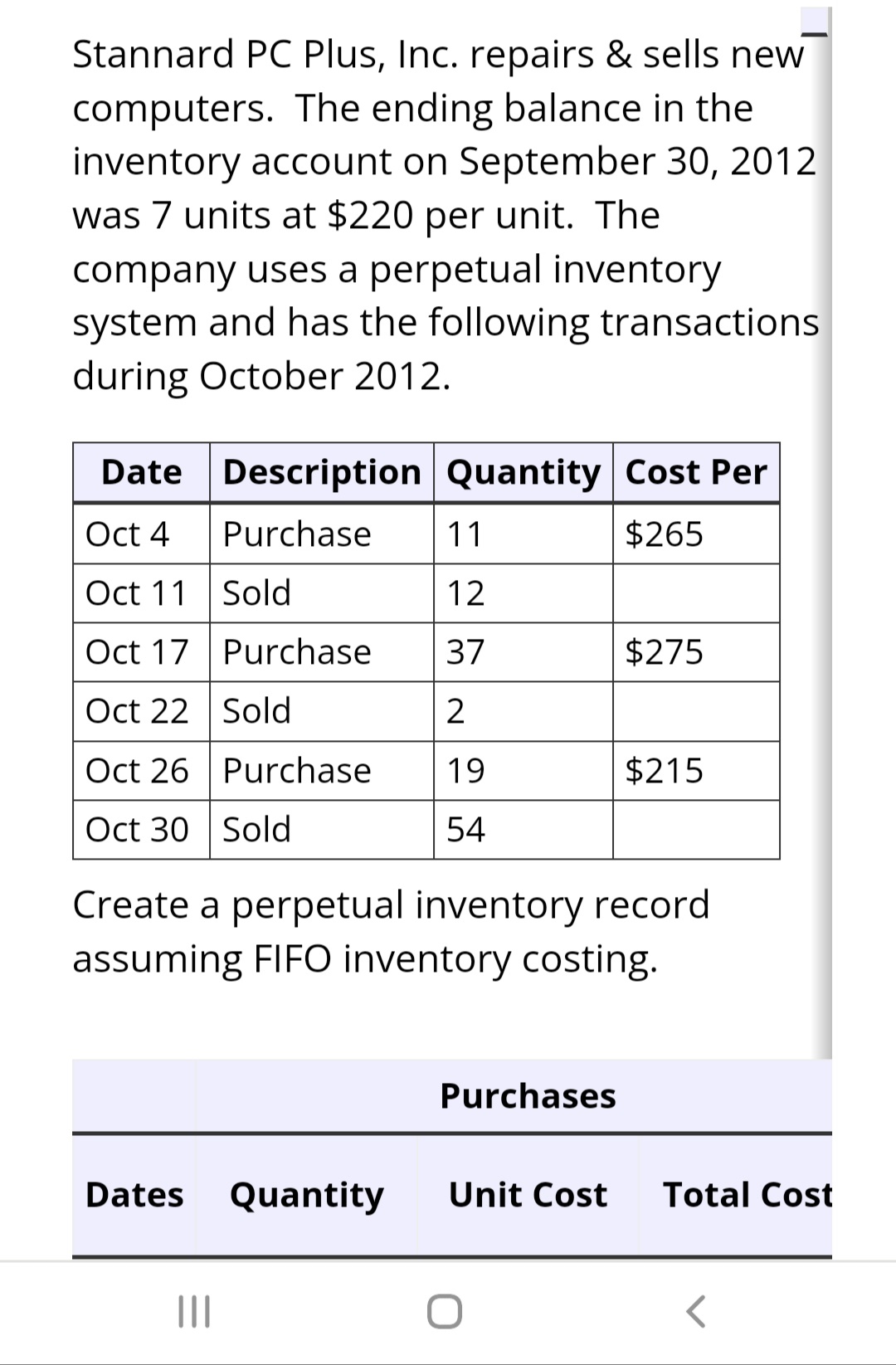Solved Stannard PC Plus, Inc. repairs & sells new computers. | Chegg.com