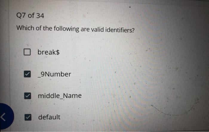 Solved Q7 of 34 Which of the following are valid | Chegg.com