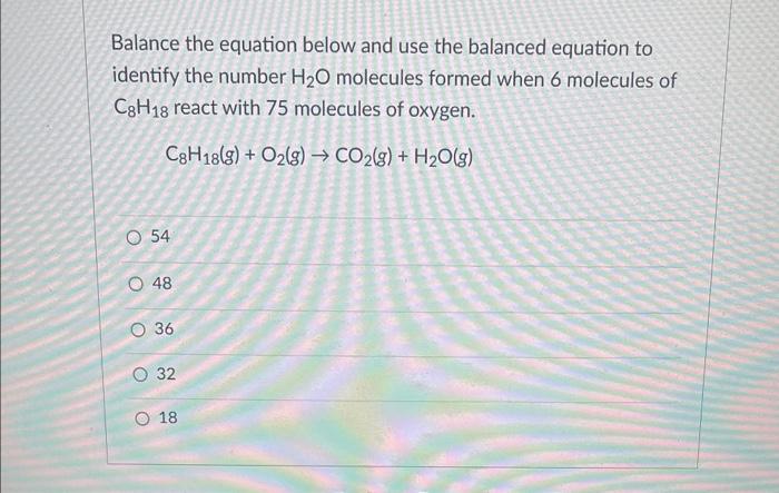 Solved Balance the equation below and use the balanced | Chegg.com