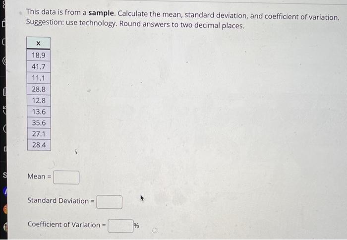 Solved This Data Is From A Sample Calculate The Mean