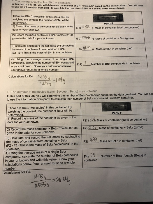Counting by Weighing via the Mole Unknowns The | Chegg.com