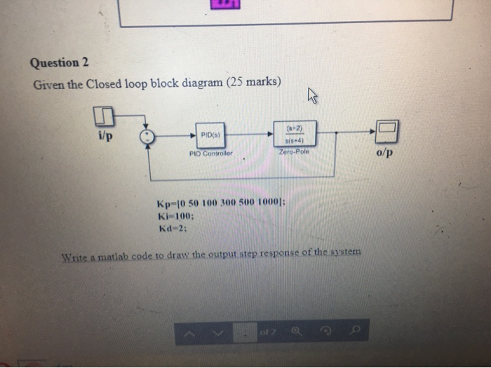 Solved Question 2 Given the Closed loop block diagram (25 | Chegg.com