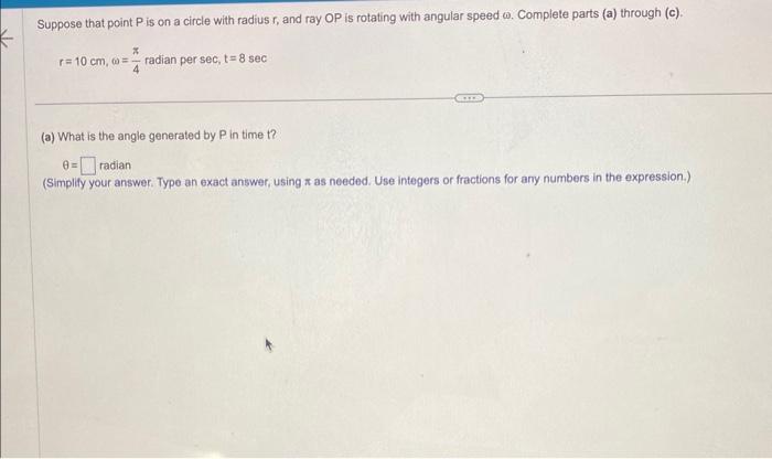 Solved Suppose that point P is on a circle with radius r, | Chegg.com