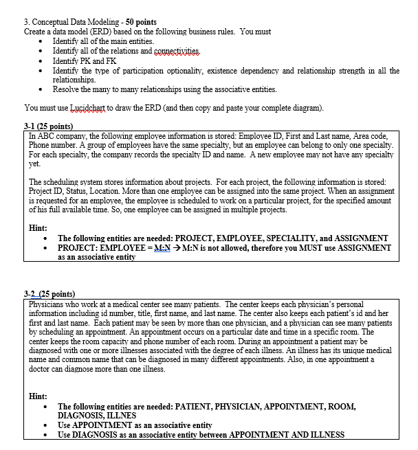 3. ﻿Conceptual Data Modeling - \( \mathbf{5 0} \) | Chegg.com