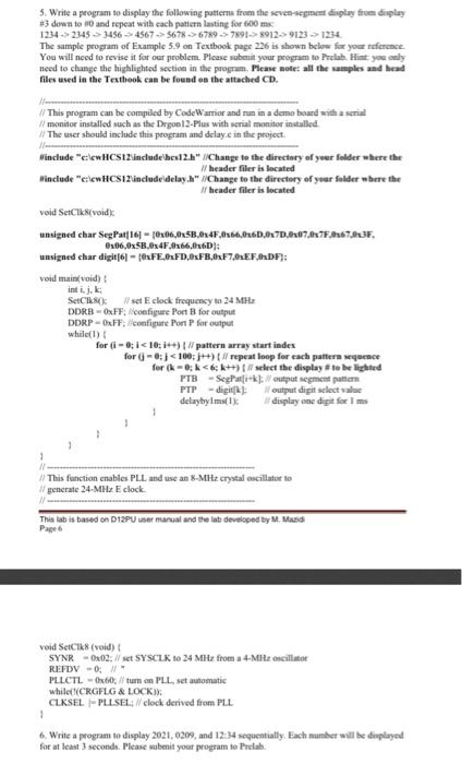 5. Write a program to display the following patterns | Chegg.com