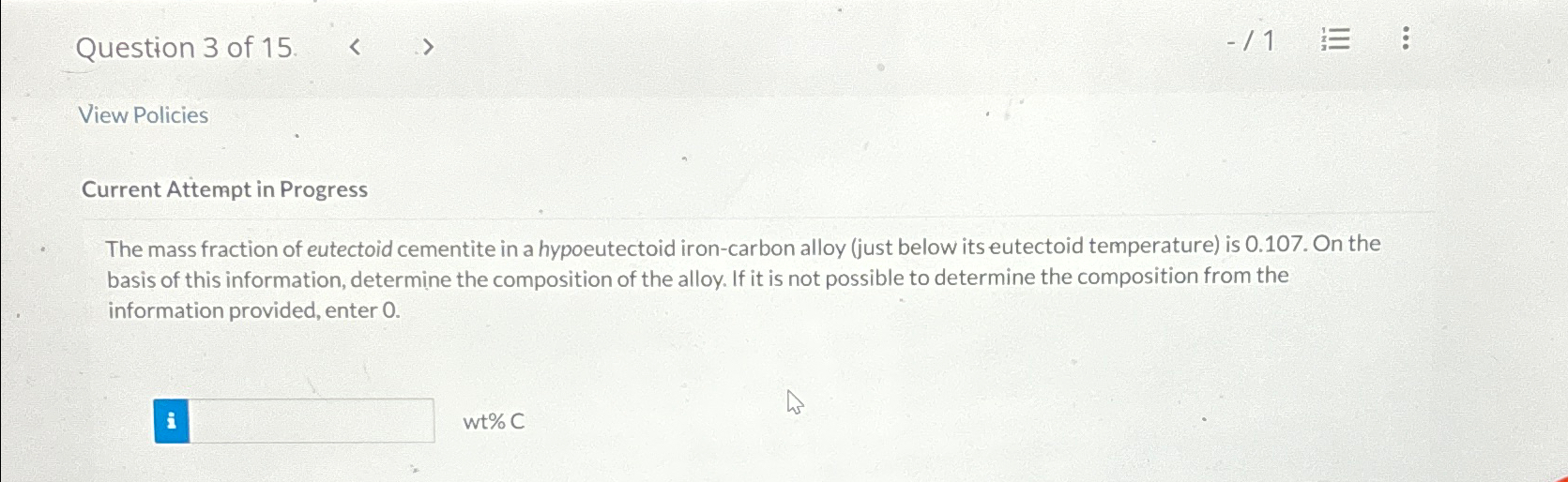 Solved Question 3 ﻿of 15.View PoliciesCurrent Attempt in | Chegg.com
