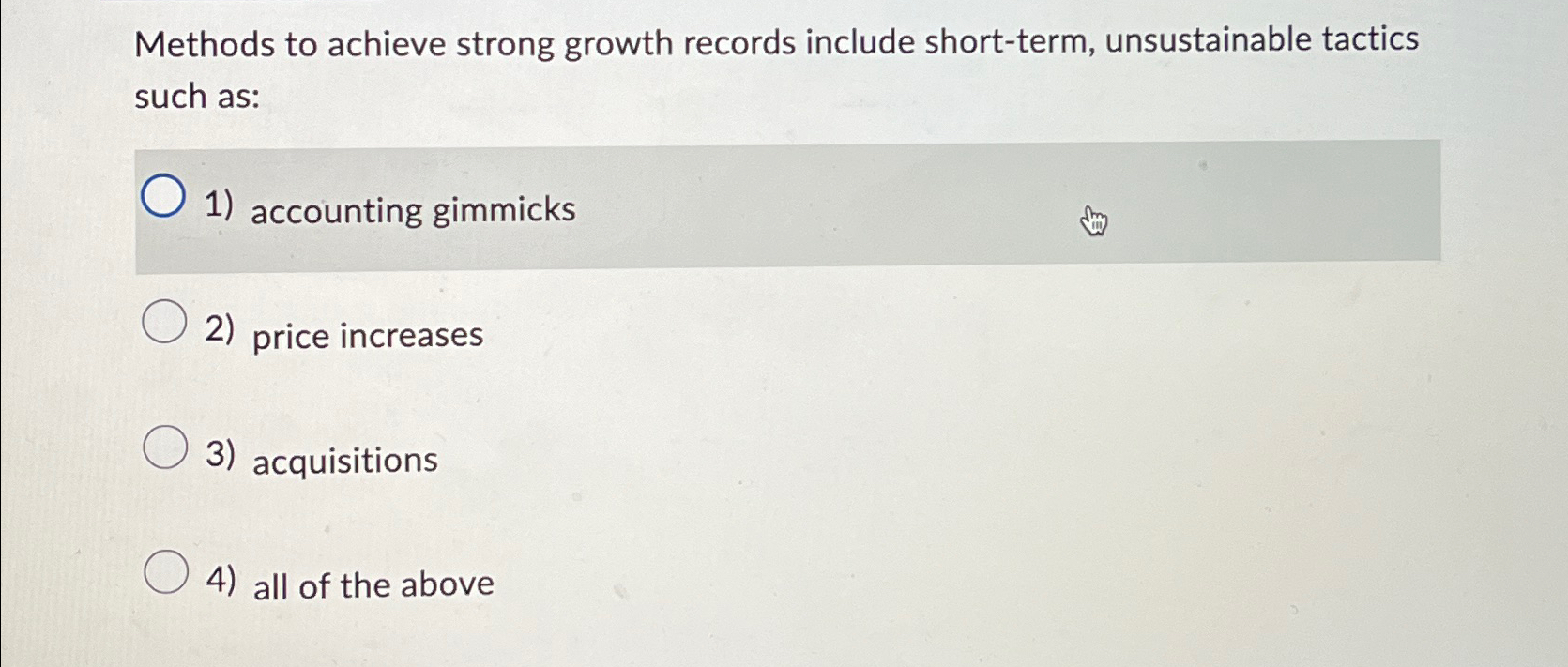 Solved Methods to achieve strong growth records include | Chegg.com