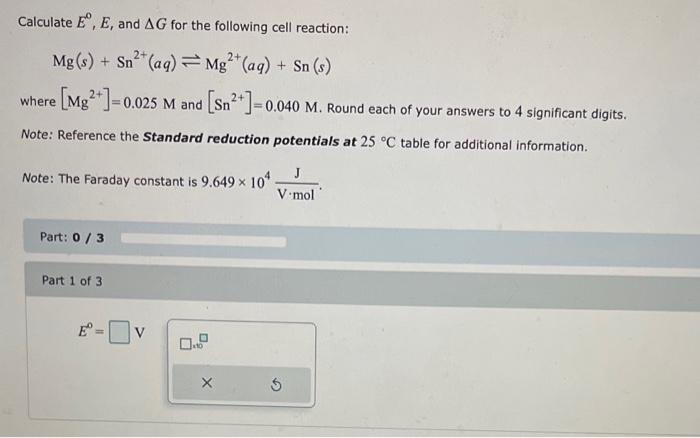 Solved Calculate E∘,E, and ΔG for the following cell | Chegg.com
