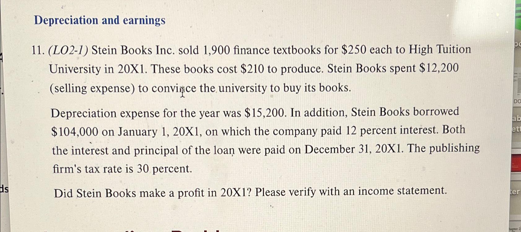 Solved Depreciation and earnings11. (LO2-1) ﻿Stein Books | Chegg.com