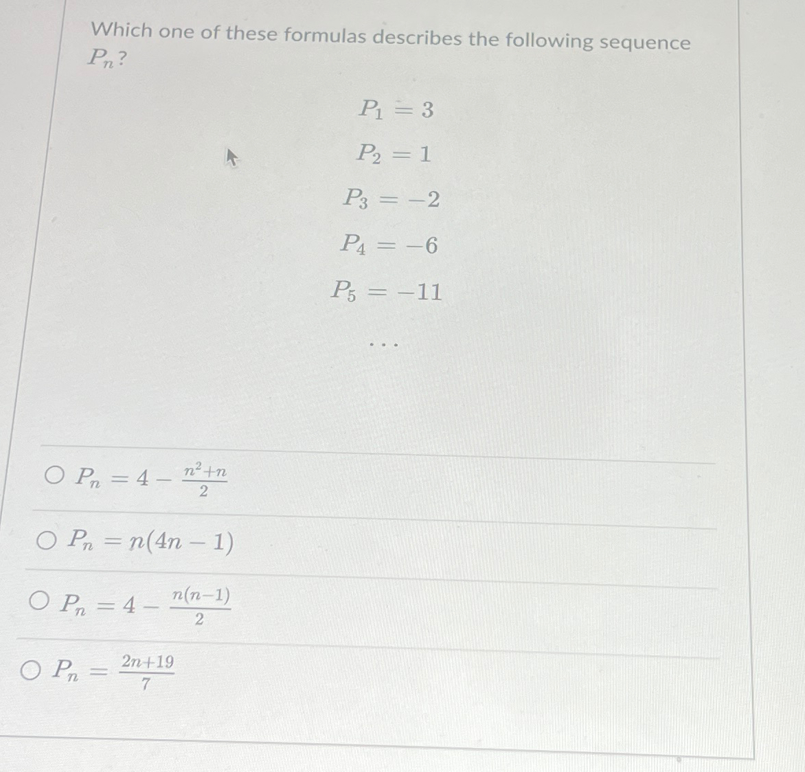 Which one of these formulas describes the following | Chegg.com
