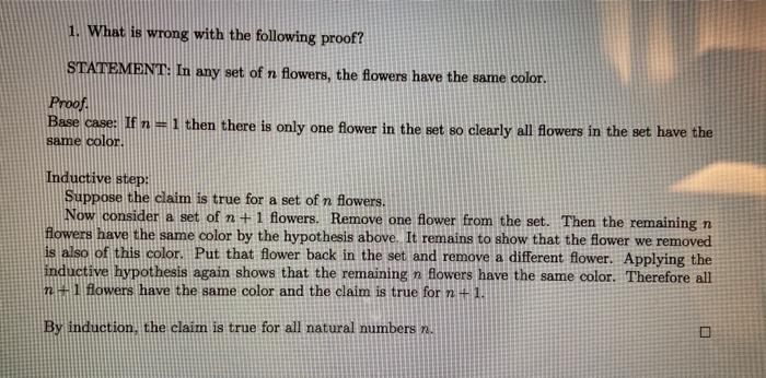 Solved 1. What is wrong with the following proof? STATEMENT: | Chegg.com