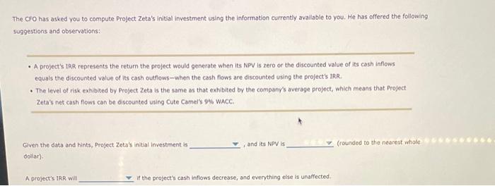 Solved The net present value (NPV) and internal rate of | Chegg.com