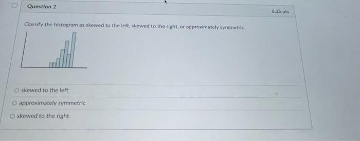Solved Classify the histogram as skewed to the left, skewed | Chegg.com