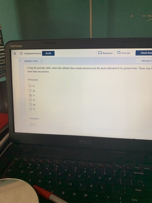 Solved INSPIRON 0 Assignment Scores 33.3% Resources Give Up? | Chegg.com