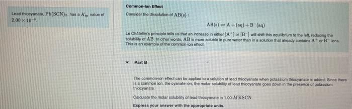Solved The common-ion effect can be applied to a solution of | Chegg.com