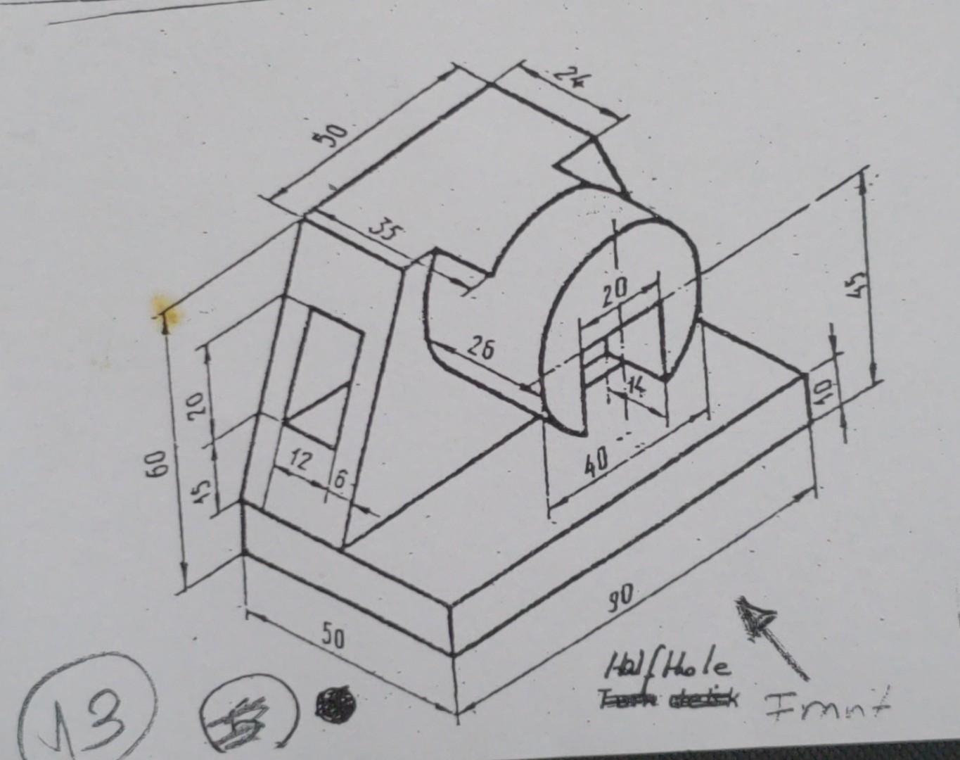 Solved Draw it with three views (front ,top, side) With | Chegg.com