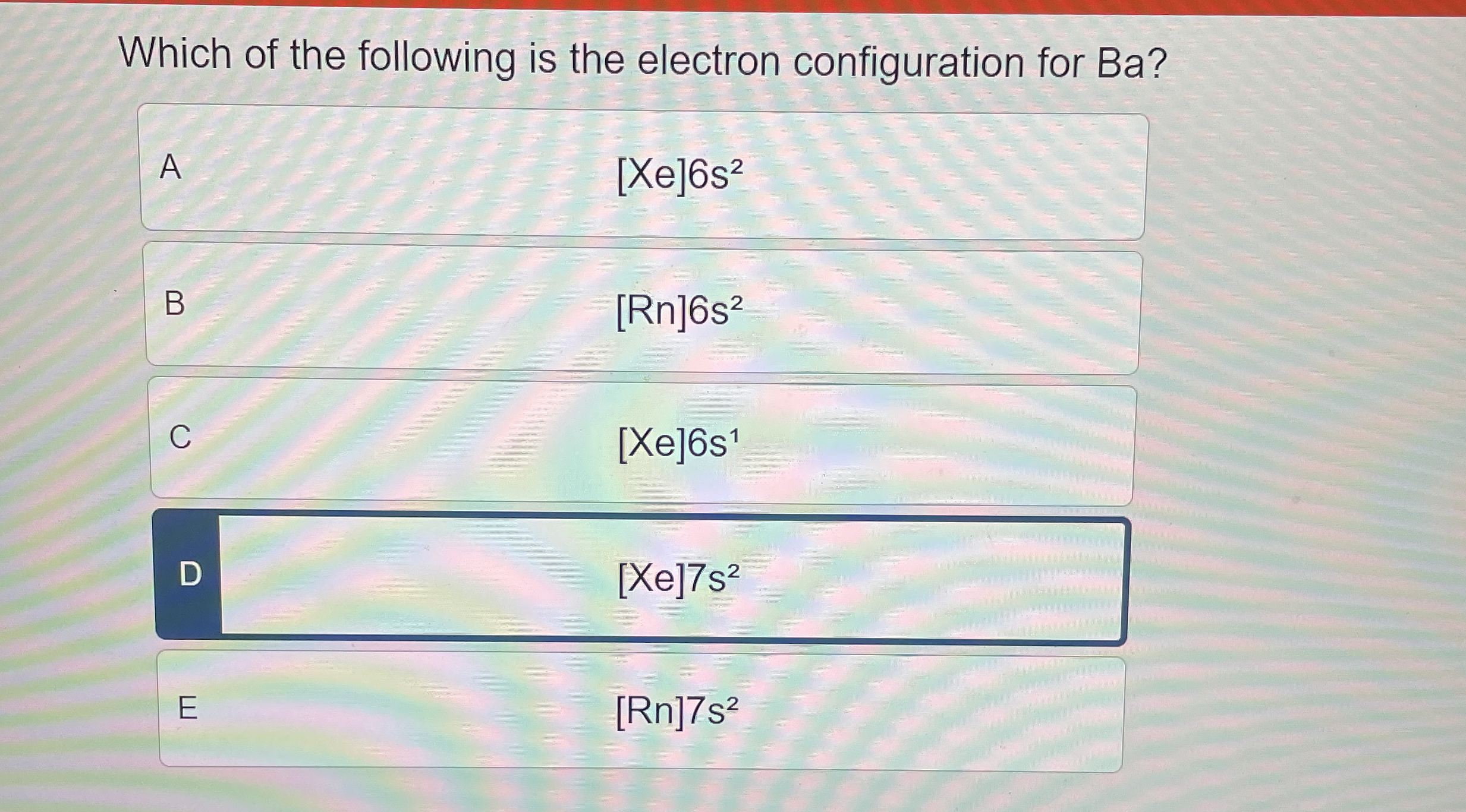 Solved Which of the following is the electron configuration | Chegg.com