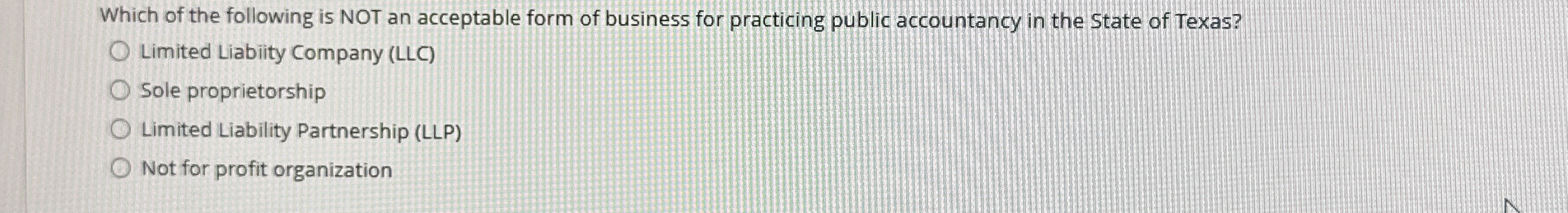 Solved Which of the following is NOT an acceptable form of | Chegg.com