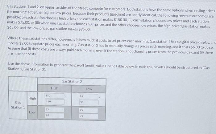 Solved Gas stations 1 and 2 on opposite sides of the street | Chegg.com