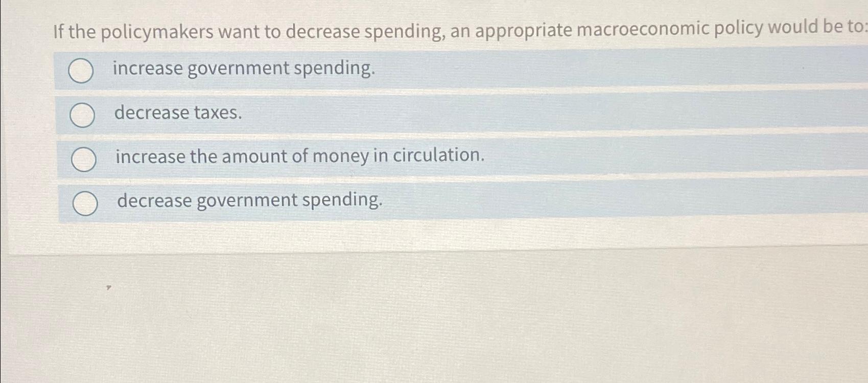 Solved If the policymakers want to decrease spending, an | Chegg.com