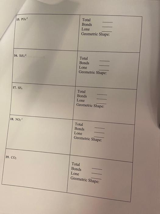 Solved NAME: MOLECULAR GEOMETRY LAB CHEM 1411 1. CF Total | Chegg.com