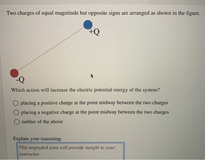 Solved Two charges of equal magnitude but opposite sign are | Chegg.com