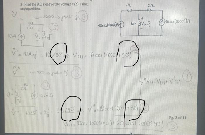Solved 3- Find the AC steady-state voltage v(t) using | Chegg.com