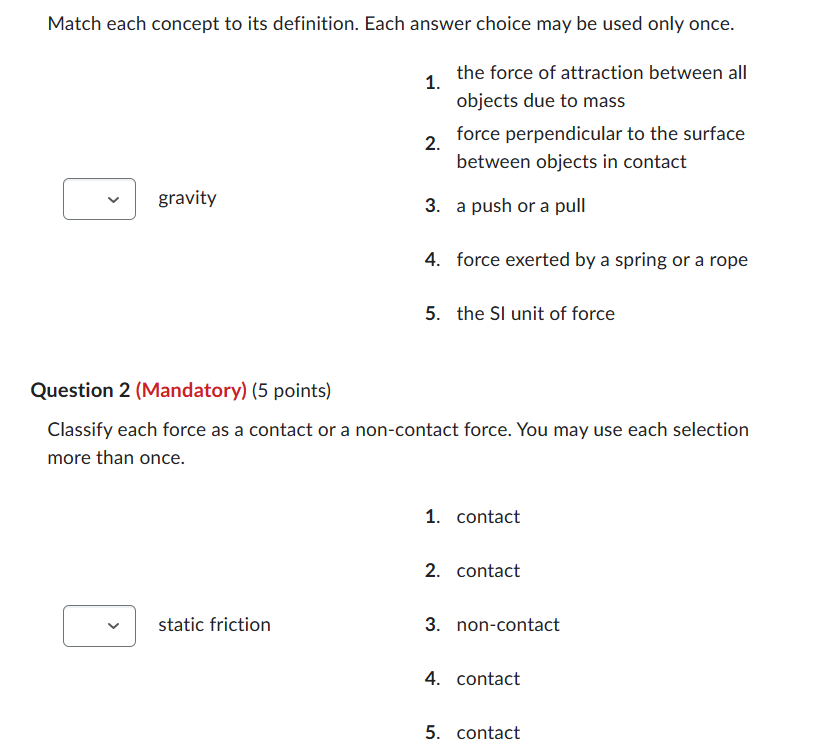 Solved Match each concept to its definition. Each answer | Chegg.com