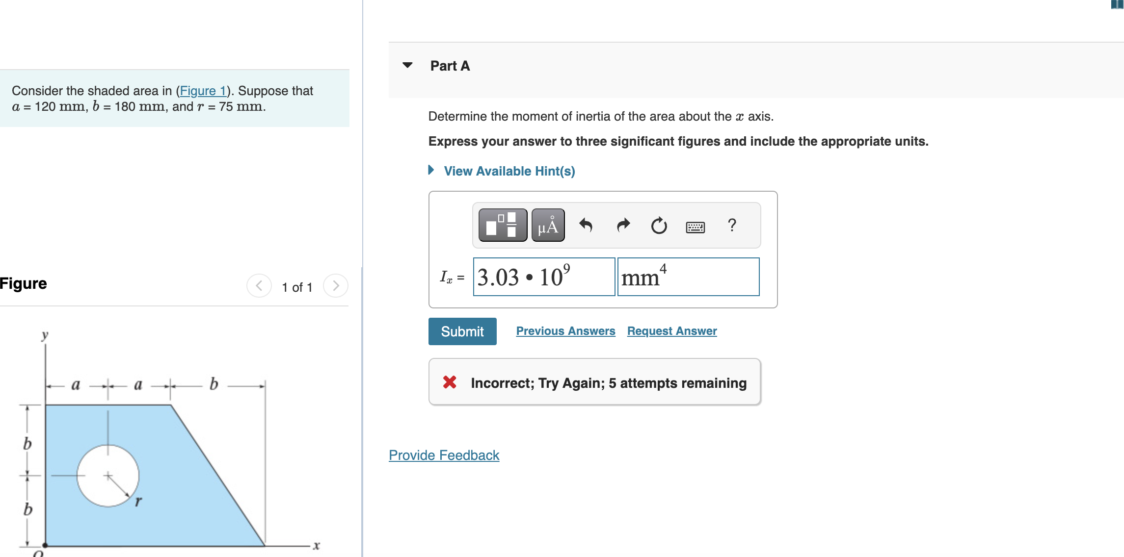 Part AConsider the shaded area in (Figure 1). | Chegg.com