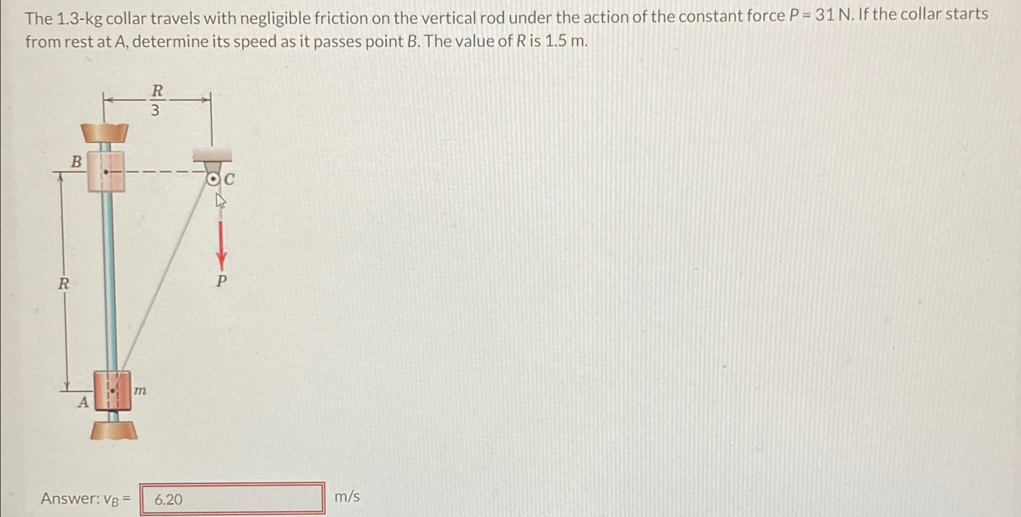Solved The 1.3-kg ﻿collar travels with negligible friction | Chegg.com
