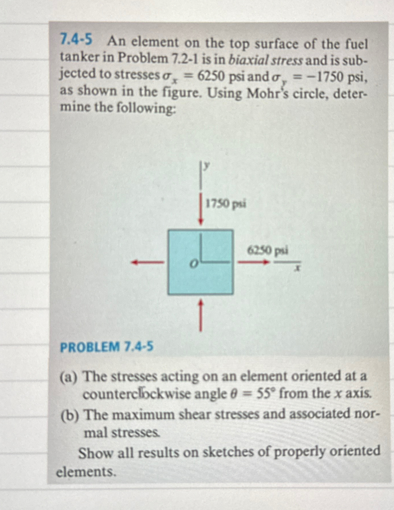 Solved 7.4-5 ﻿An element on the top surface of the fuel | Chegg.com